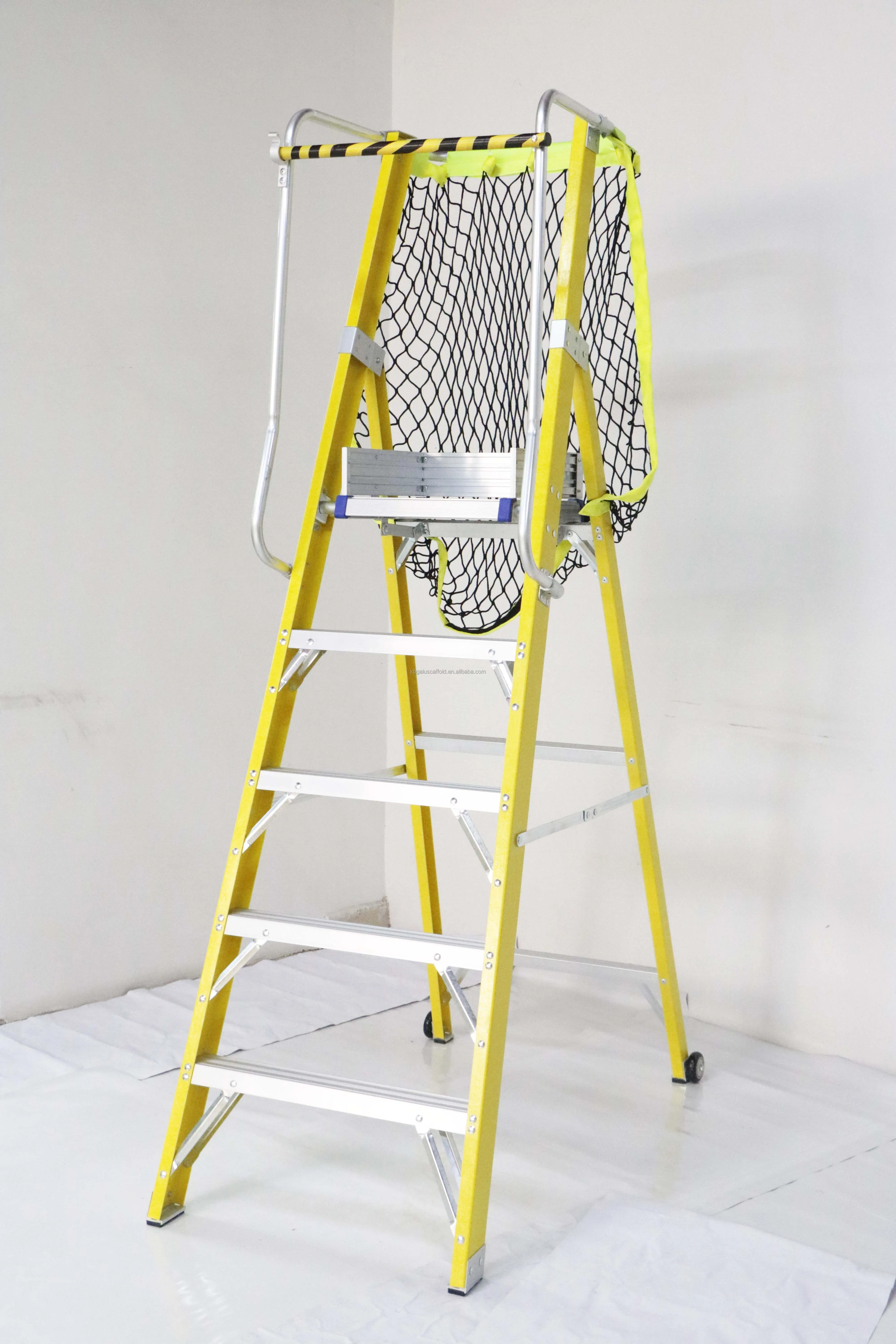 Movable Safety Fiberglass Podium Platform Ladder with Handrail