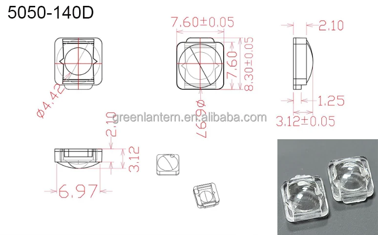 5050 LED Lens Reflector Collimator PMMA - 30 60 120 140 Degree Convex ...