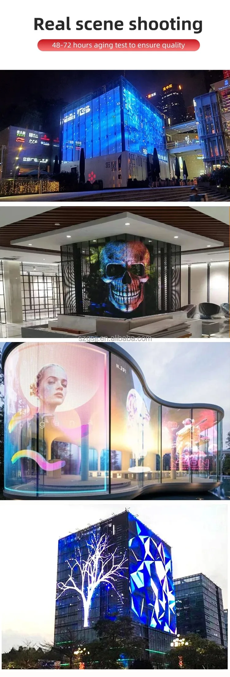 Shopping Mall Transparent Led Grille Display Screens Dip Outdoor ...