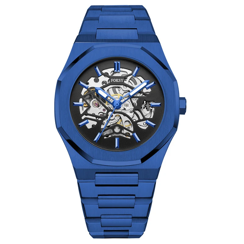 Sport Mechanical Brand Wristwatch Blue Stainless Steel Watch Luxury Men ...