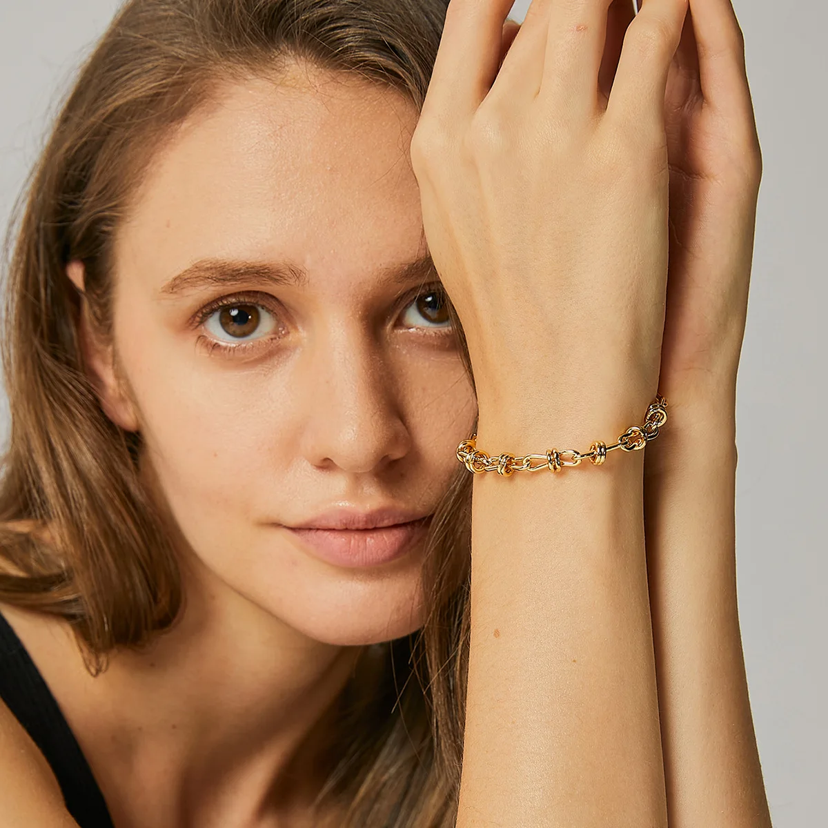 Simple Designs Chunky Chain Bracelet Women Thick Chain Bracelet U Shape ...