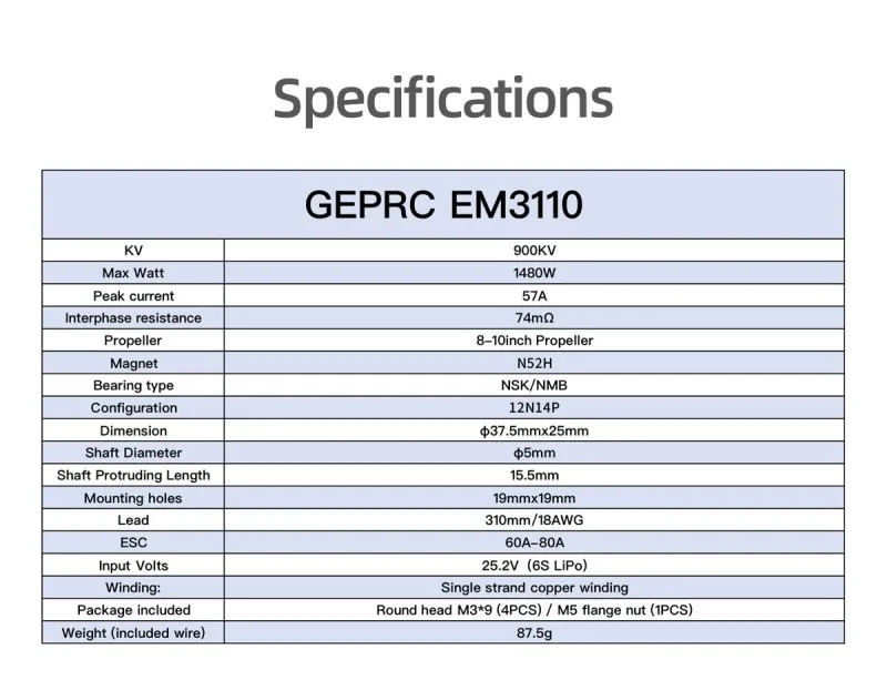 GEPRC EM3110 900KV MOTOR Brushless FPV Drone Motor Accessories for ...