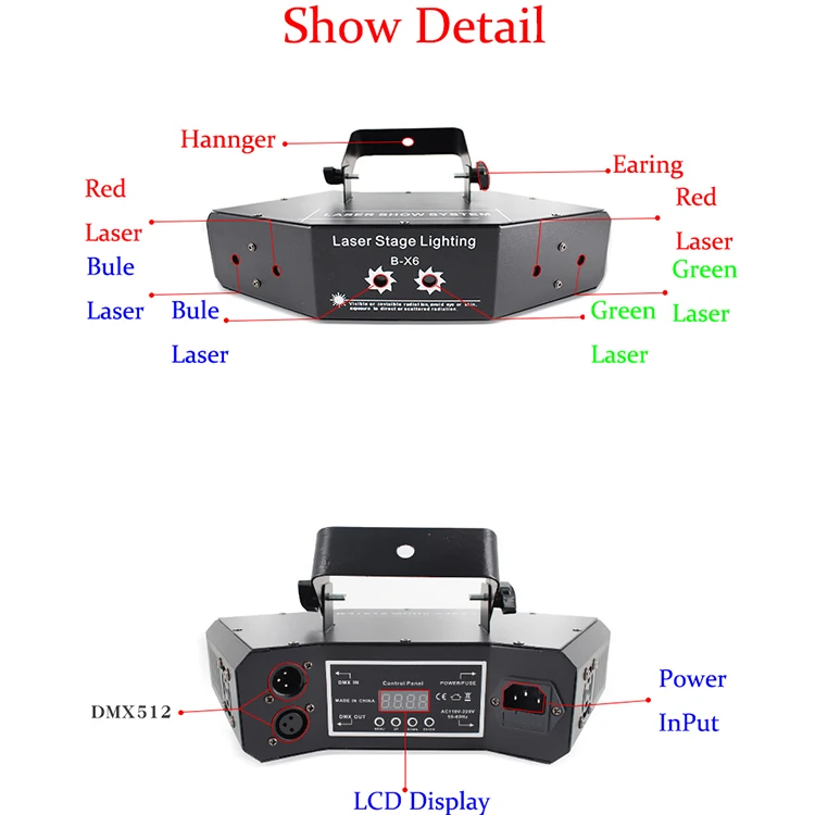 RGB Scan Lines DJ Disco Bar DMX Laser Beam Light - 20000hrs