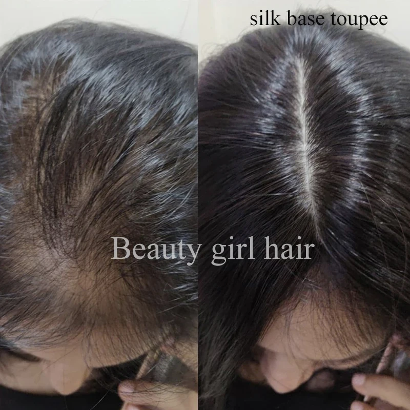 Alternative Hair Soft Silk Base Toupee Silky Straight for Women 4X12Cm ...