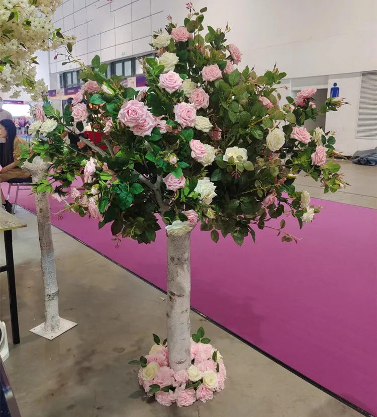 K228 Japanese Sakura Wedding Centerpiece Decoration 4ft 5ft Indoor Red Artificial Cherry Blossom ...