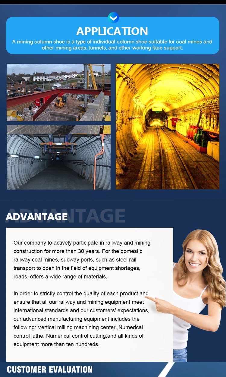 300mm 350mm 400mm High Strength Single Body Pillar Shoes For Mine ...