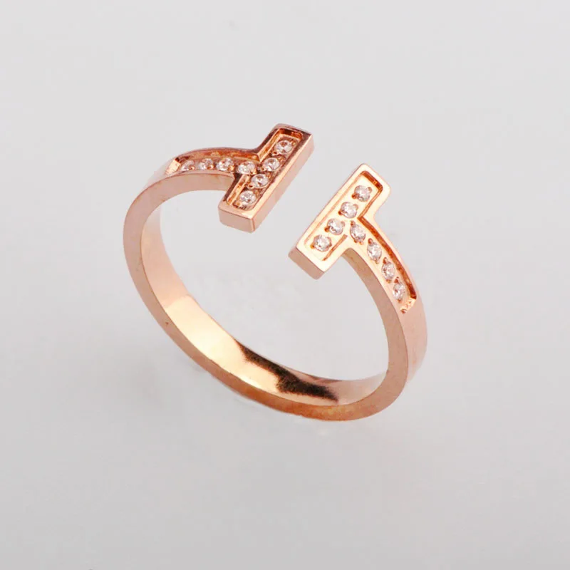 Yashi Simple T Line Stainless Steel Gold Plated Ring Jewelry For Women ...