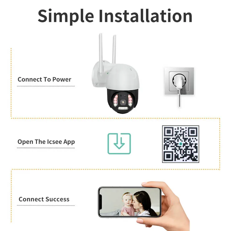 PTZ 360 Degree CCTV 4G SIM Card LTE Outdoor V380 Pro Camera