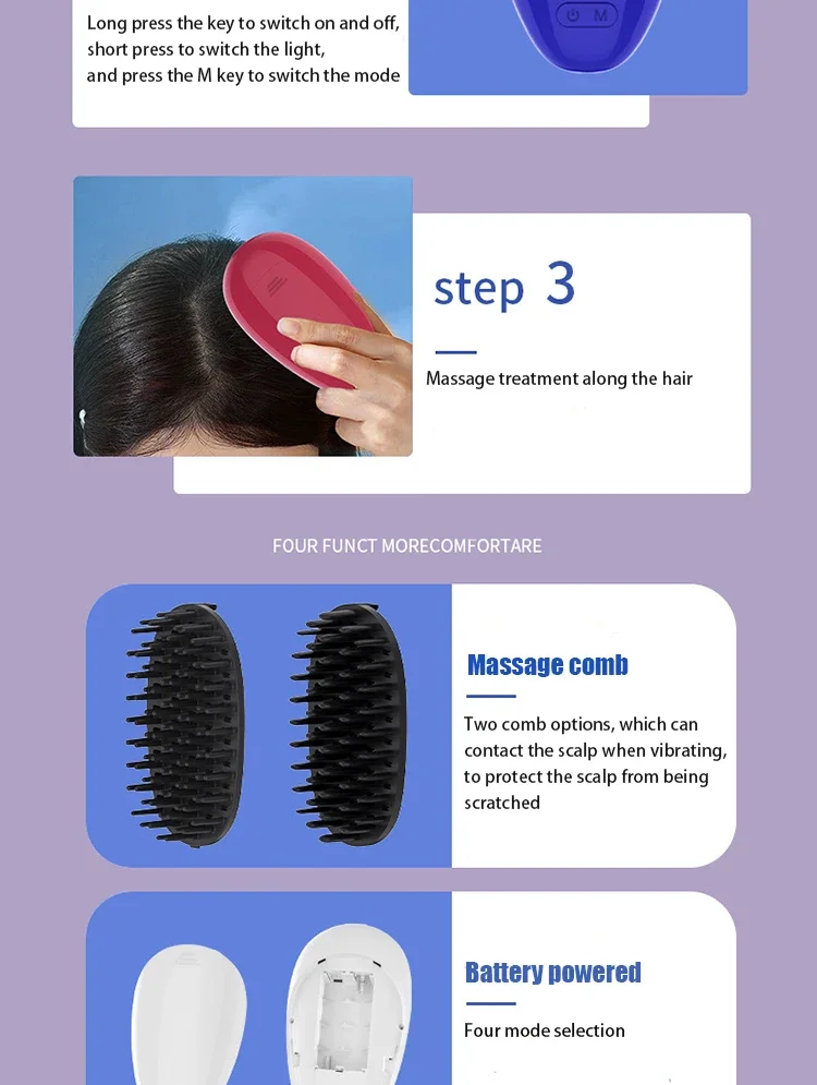 Red And Blue Color Light Head Care Device Battery Model Multifunctional ...