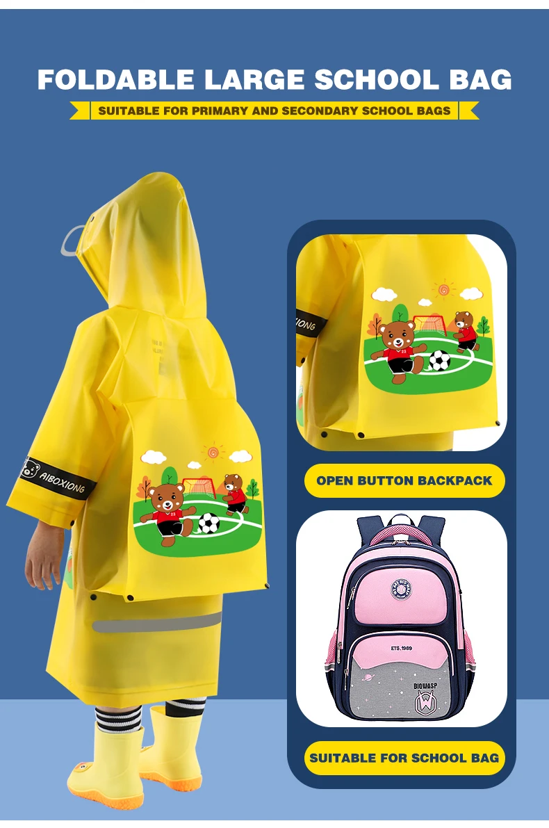 Cartoon Children's Kindergarten Raincoat With Schoolbag Eva Kids Raincoat - Buy Outdoor Pvc ...