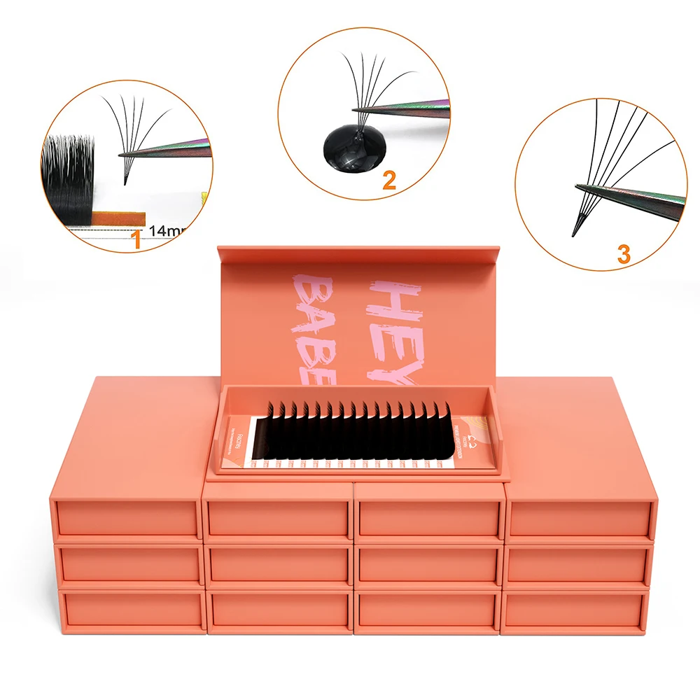 Chasmere Deep Dark Fluffy Matte Black Easy Fanning 0.02 0.03mm Volume Lash Extension Mix Tray ...