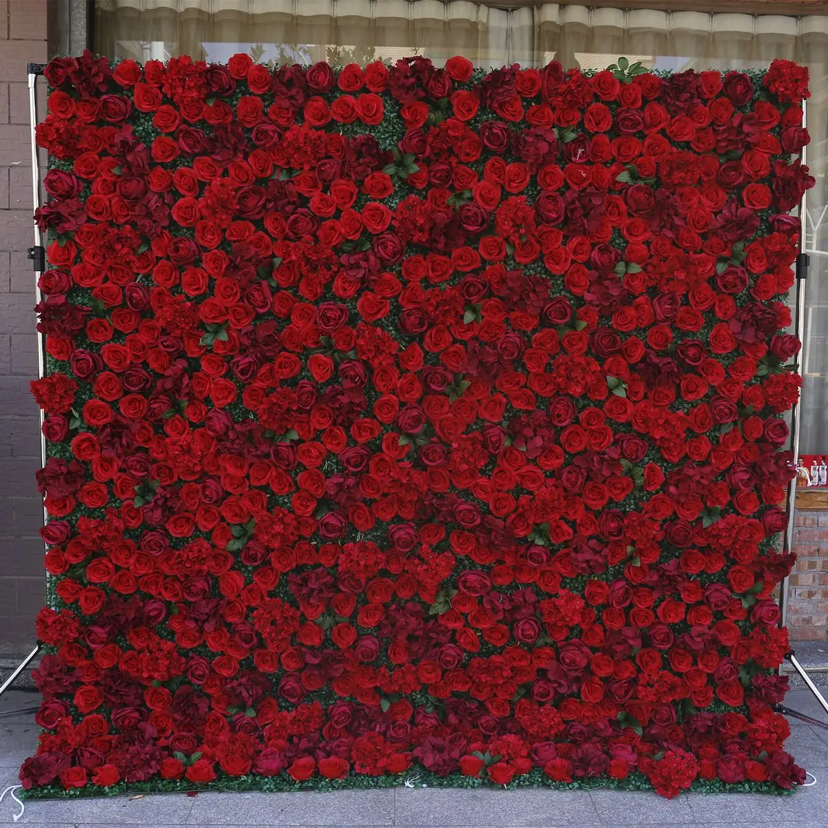 Custom Red Flower Wall Backdrop Panel 3d 5d Roll Up Fabric Artificial ...