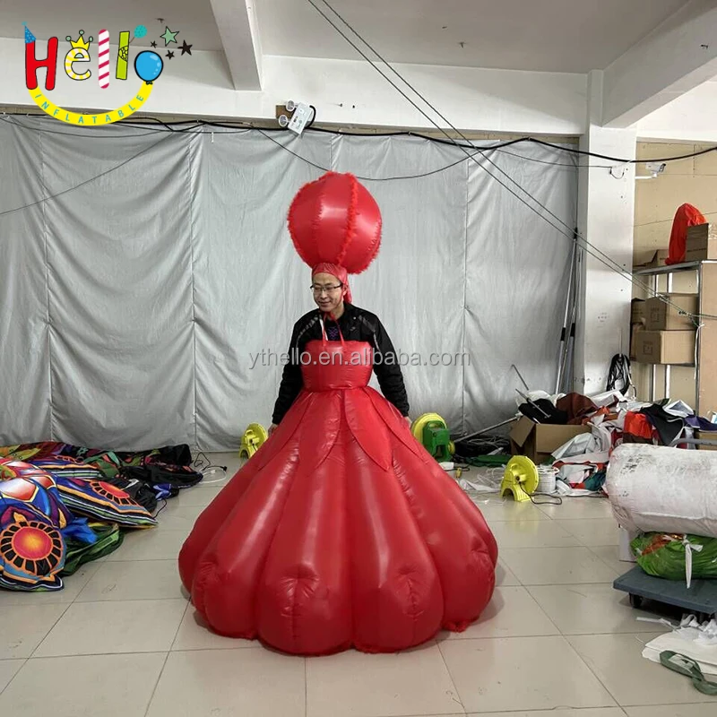 Custom Led Inflatable Performance Costume Red Inflatable Dress For ...