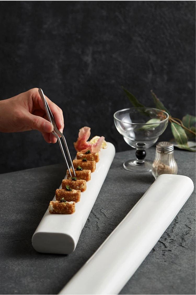 White Ceramic Show Plate Molecular Gastronomy Cold Dishes Sushi Sashimi ...