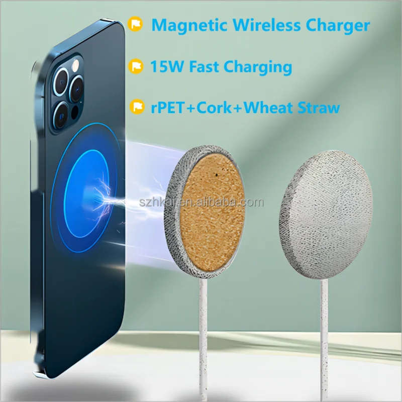 High Tech Magnetic Wireless Charger Mini Wireless Charging Pad 15W RPET ...
