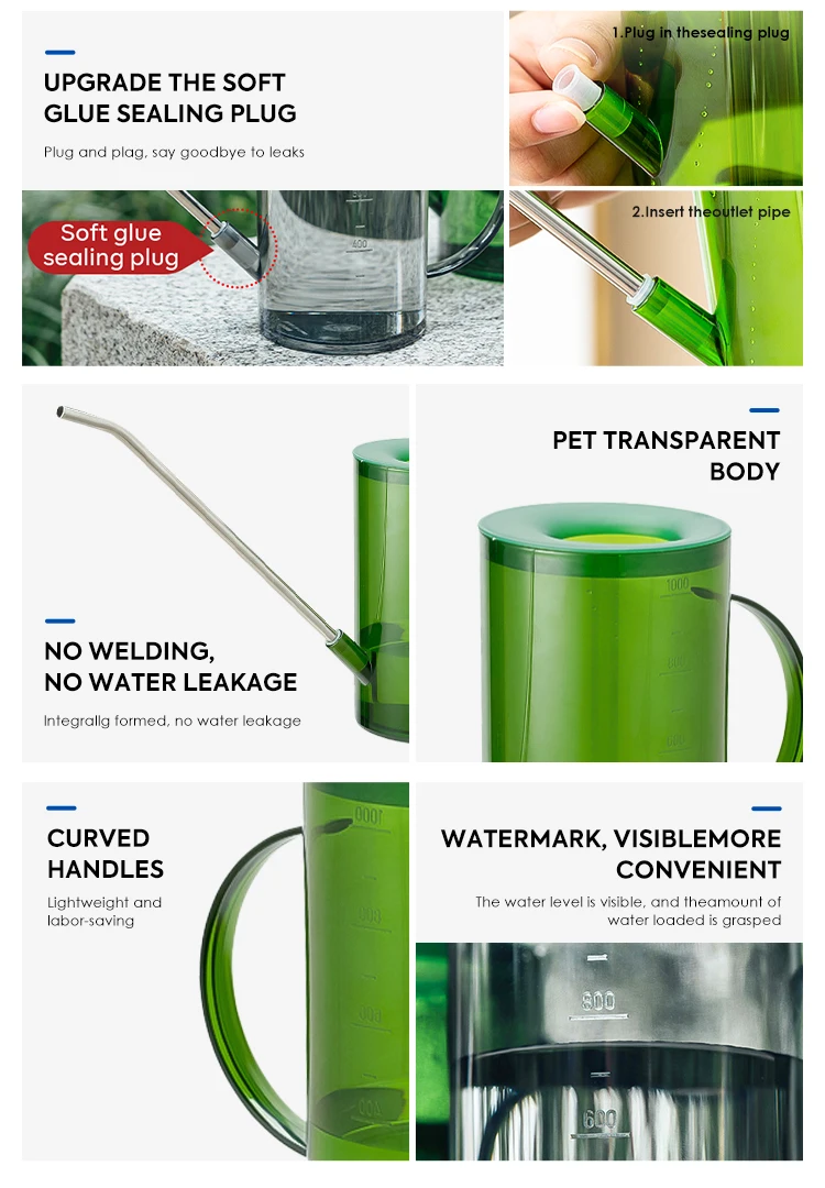 Garden Long Neck Plastic 1000 ML Transparent Watering Cans for Plant ...