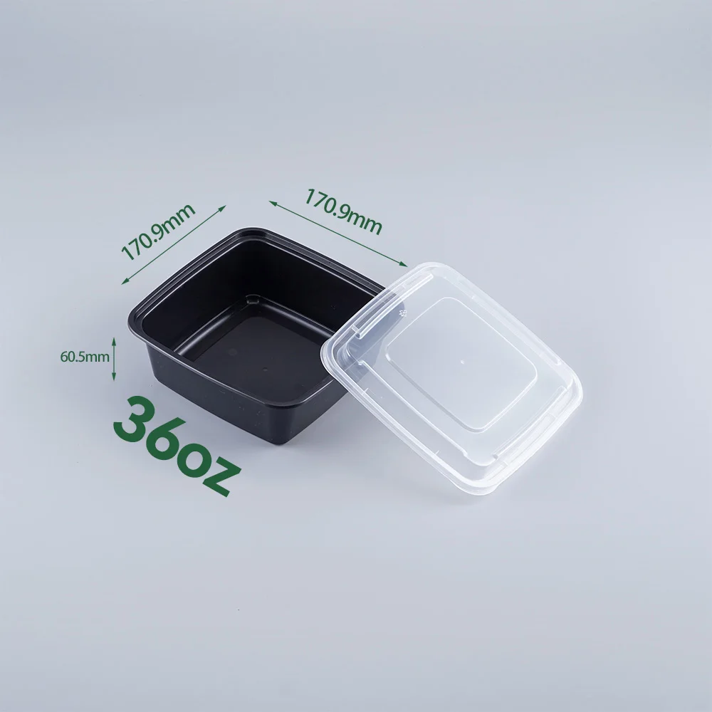 36oz 48oz Black Disposable Takeout Containers Easy Open Plastic Food ...