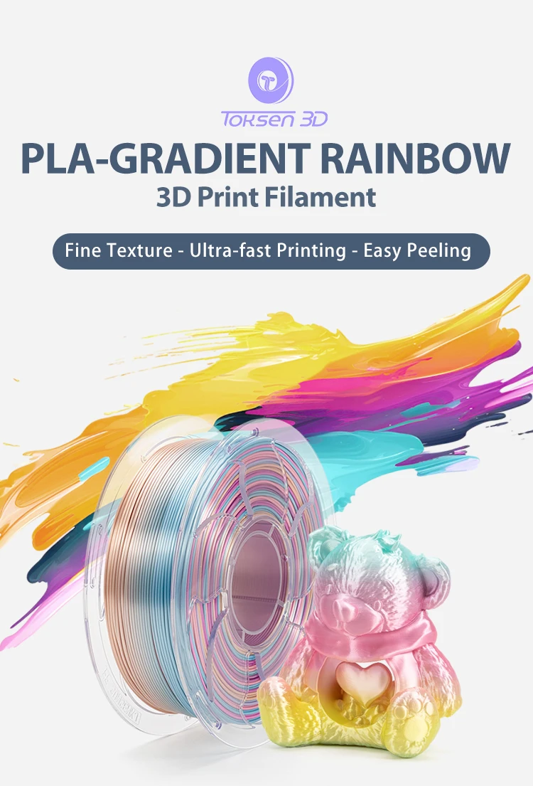 Gradient Rainbow Color PLA Filament 1.75mm 3D Printer Filament 1kg (2 ...