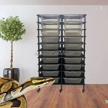10-layer Metal Snake Rack With Base And Wheels System With Breeding ...
