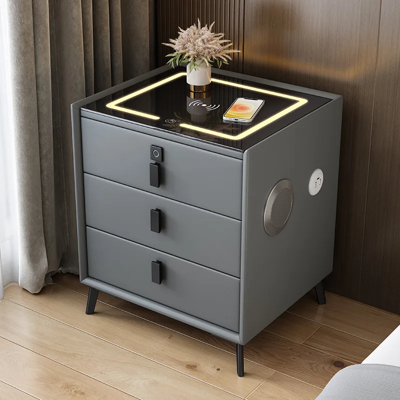 New Modern Minimalist Luxury Solid Wood Smart Nightstand Wireless ...