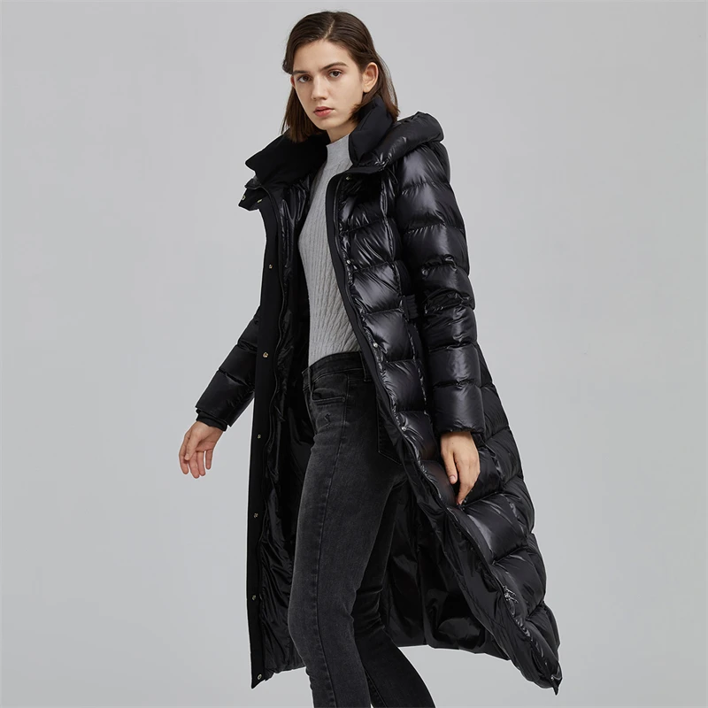 High Quality Women Long Shiny Puffer Jacket Plus Size Ladies Winter ...