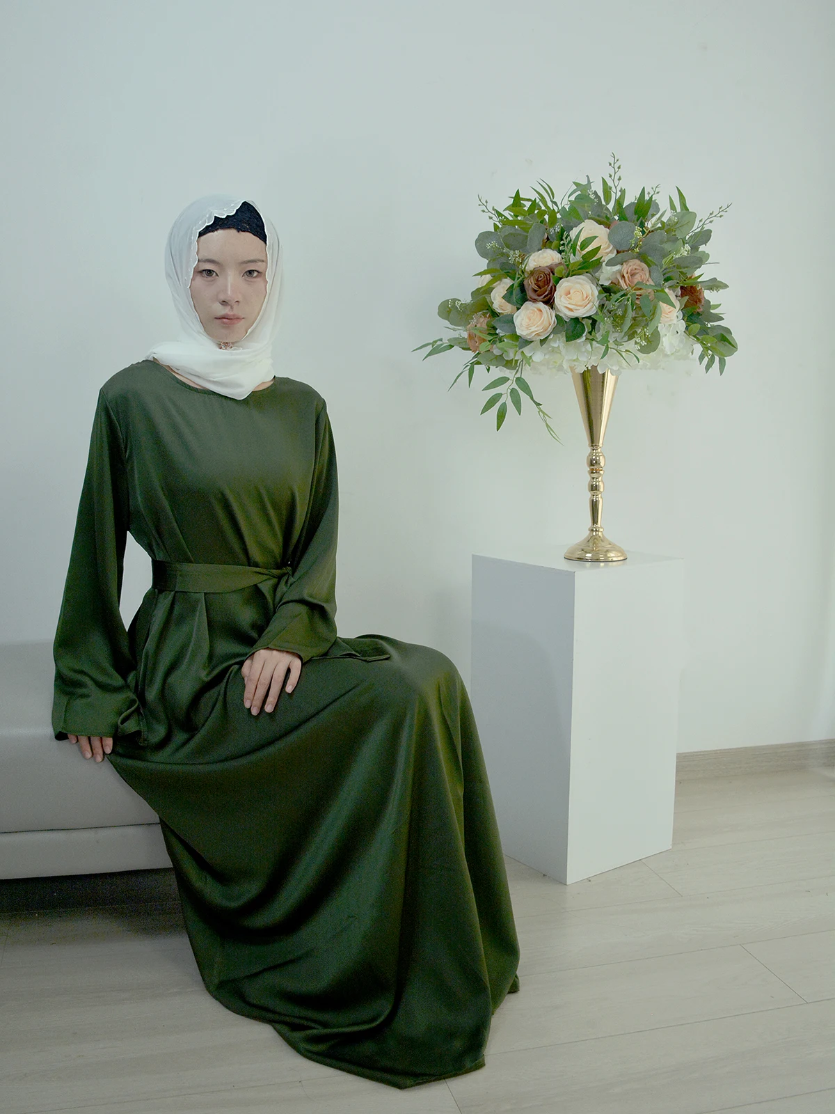 Floral Maxi Straight Western Women Simple Wedding Abaya Dresses Kaftan ...