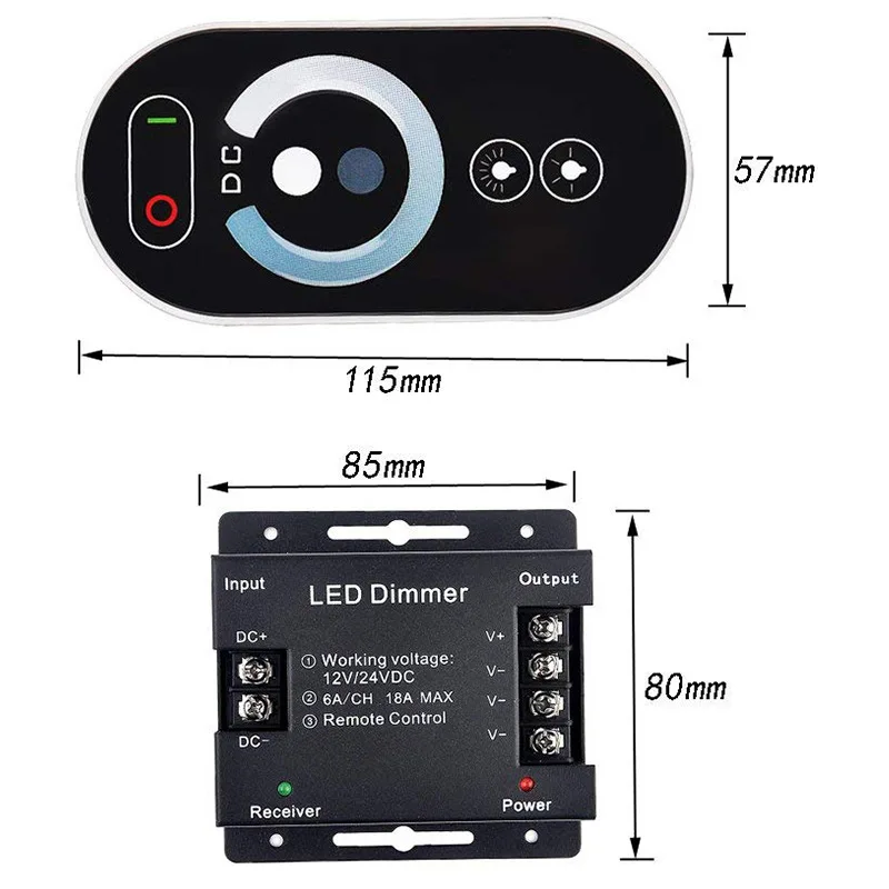Pwm Dc12v 24v 18a Switch Wireless Control Brightness With Touch Rf ...