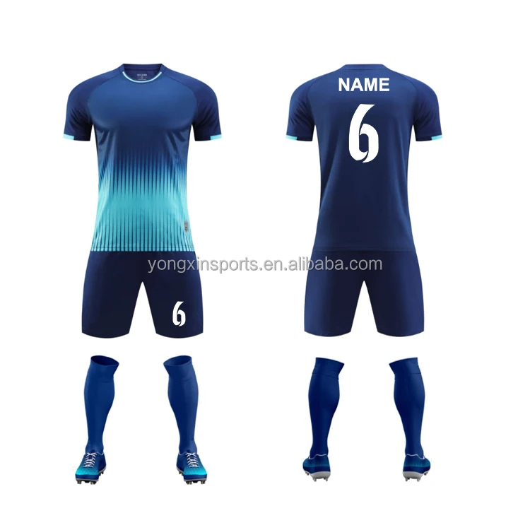 Wholesale Custom 2024/25 Soccer Wear Kits Top Thai Quality Blue Orange ...