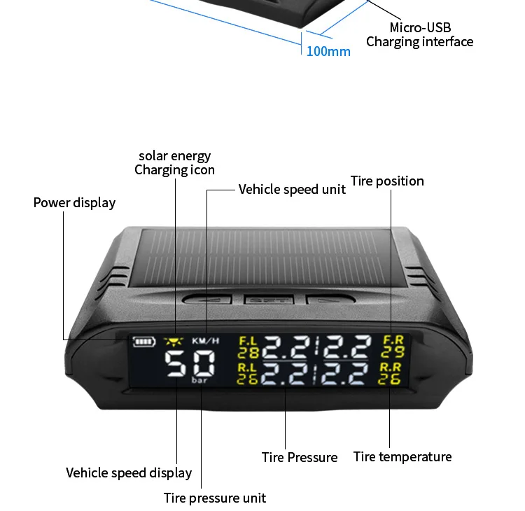Universal 433mhz Digital Tpms Monitor Psi Tire Pressure System With Lcd ...