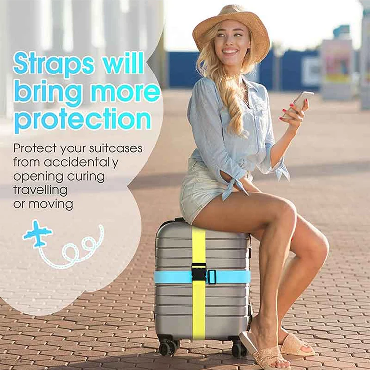 Customize Logo Adjustable Airport Suitcase Cross Strap Woven Travel Tsa ...