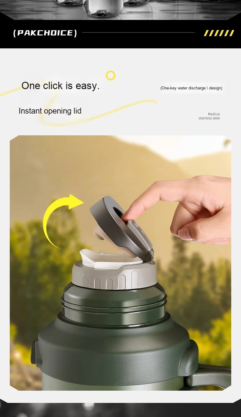 4000ml 316 Stainless Steel Outdoor Thermos Cup Travel Pot Double Layer ...