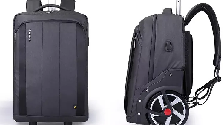 Aoking 50l Usb Men Business Travel Wheeled Backpack Trolley Wheel Rolling Backpack Luggage With ...