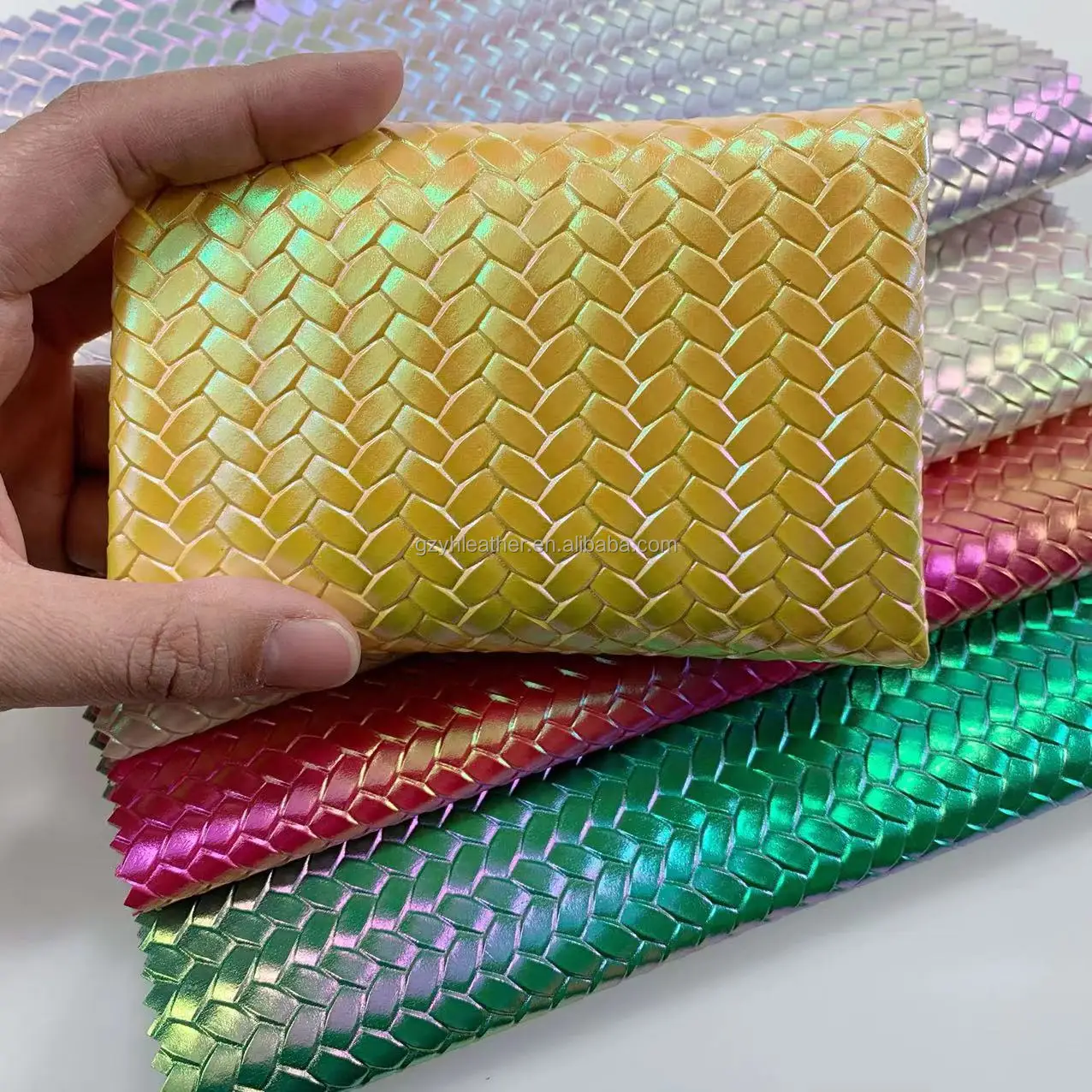 Finished Coloful Embossing Pvc Woven Pattern Waterproof Artificial Faux ...