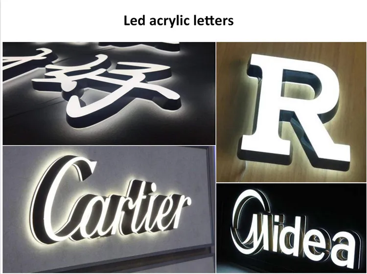 Led Desk Sign Reception Signage Stainless Steel Small Luminous Shop ...