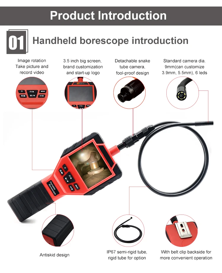 Factory Wholesaler Flexible Snake Scope Borescope Camera Dual Lens ...