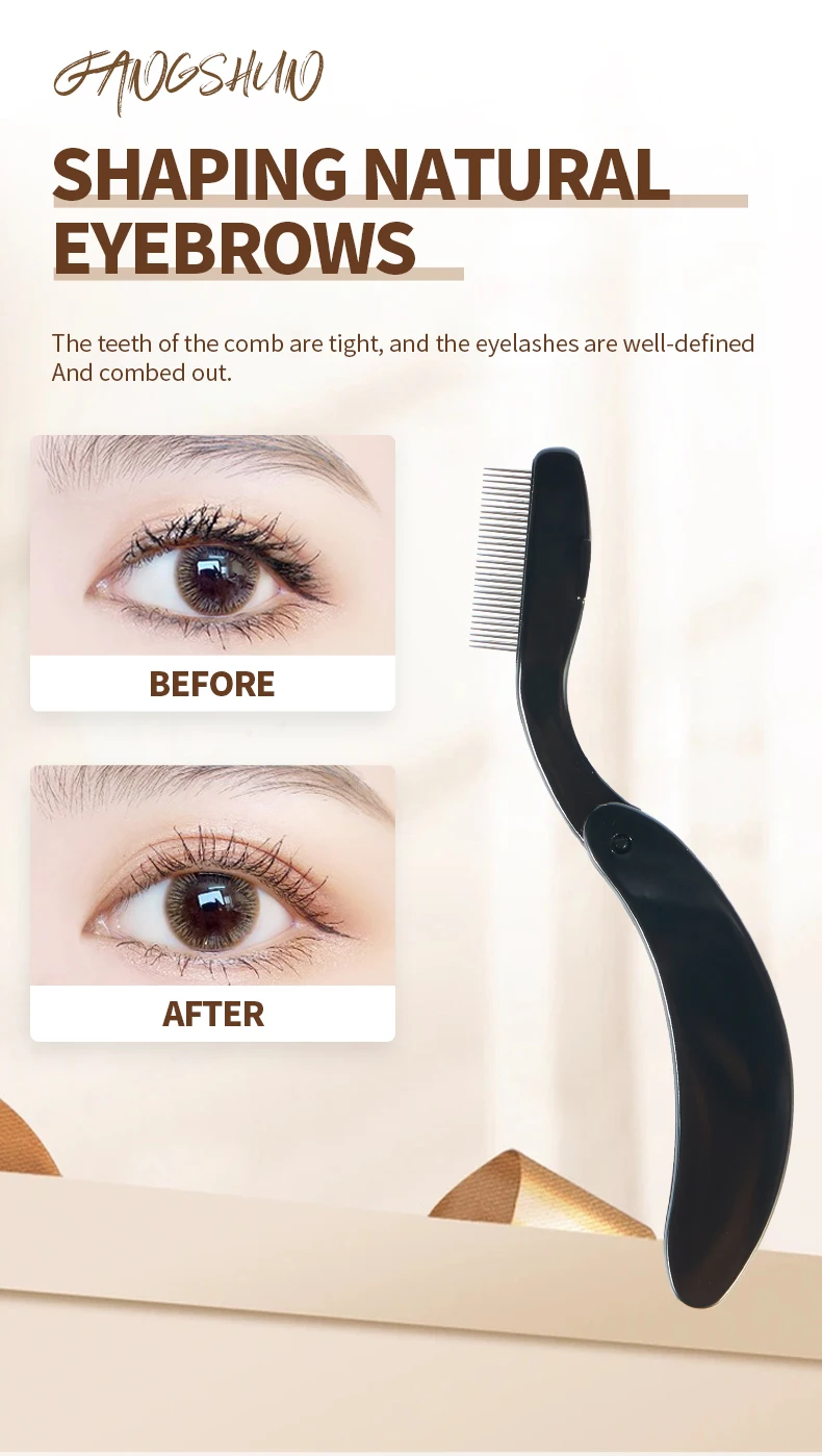 Folding Eyelash Comb Stainless Steel Teeth Eyebrow Comb Lash and Brow ...