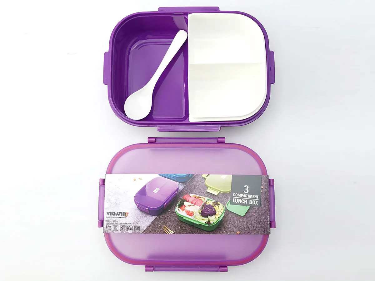 New Arrival Students 3 Compartment Leakproof Lunch Box With Water ...