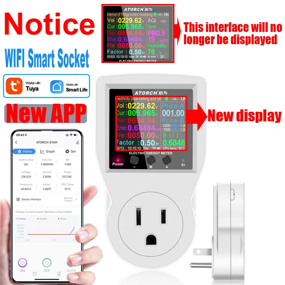 Smart Wifi Watt Meter Plug-in US Socket Power Meter