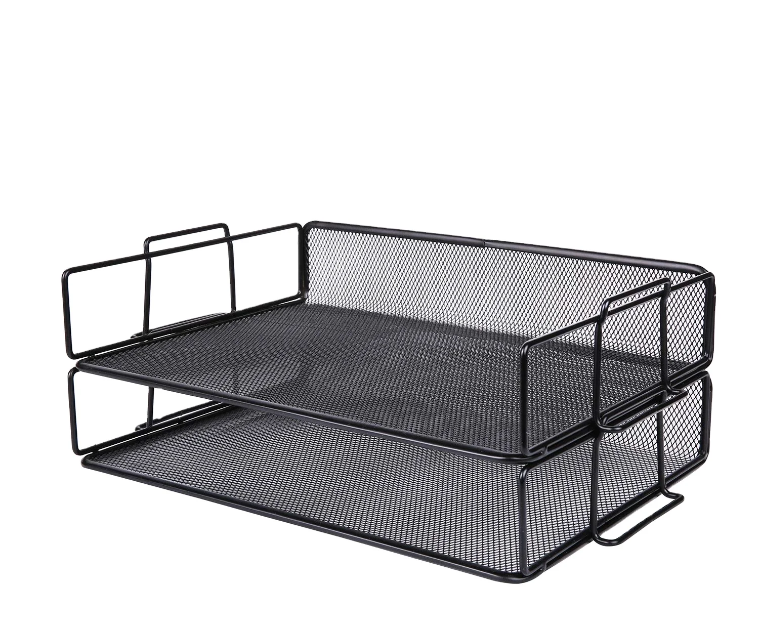 Metal Mesh 2 Tier Stackable Letter Tray Desk Organizer Paper Tray File ...