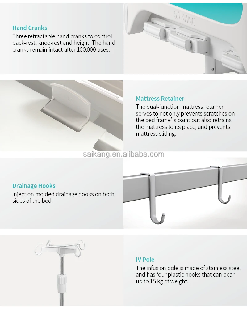 K3k SAIKANG Mobile Hospital Multifunction Patient Manual Medical Bed ...