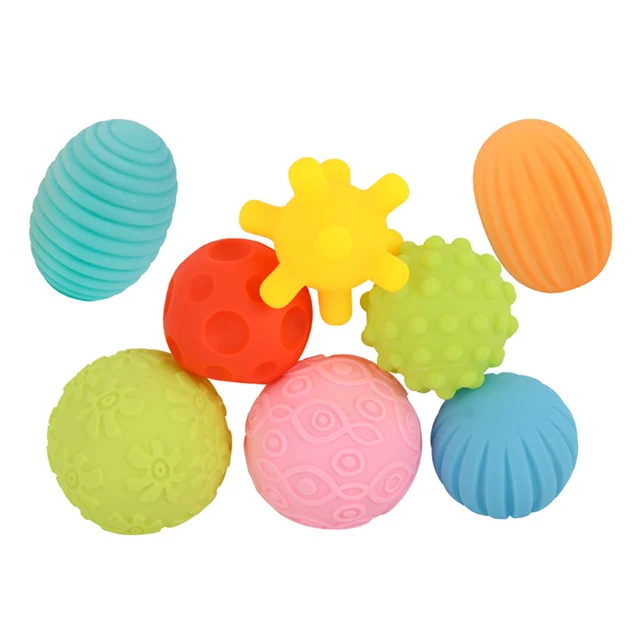 8 Pcs Texture Balls Design Rich Color Educational Toys Baby Teether ...