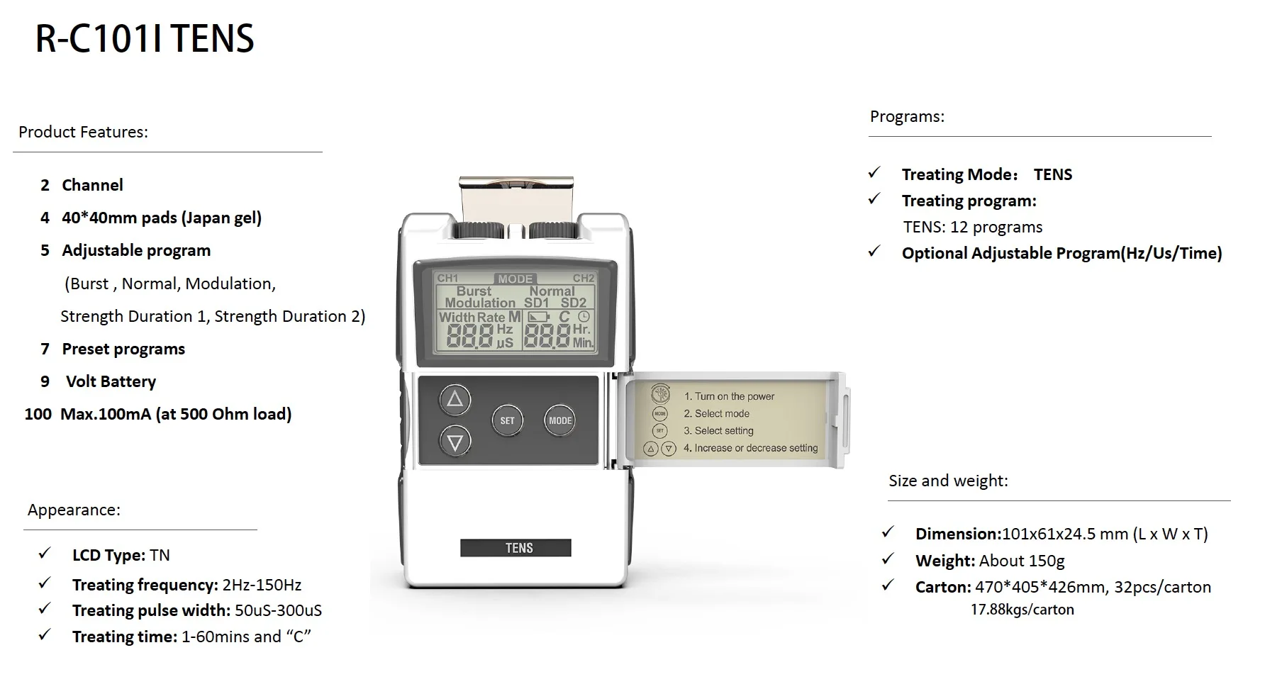 Professional Medical Devices Tens 7000 Unit Muscle Stimulator Tens ...