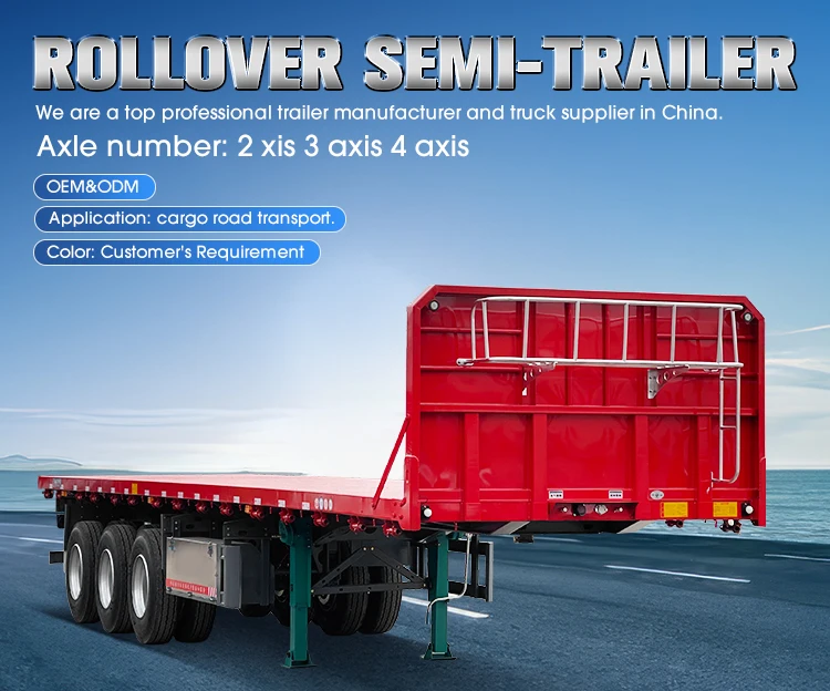 Shipping 40 Feet Container Transport 3 Axle Flat Bed Trailer Flatbed ...