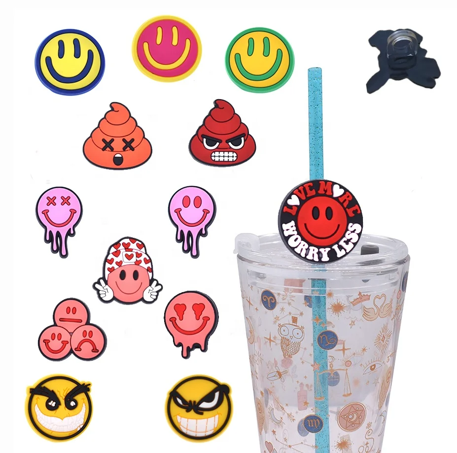 Smiling Face Emojis Styled 8mm Reusable Sippy Cup Lid With Silicone Pvc ...