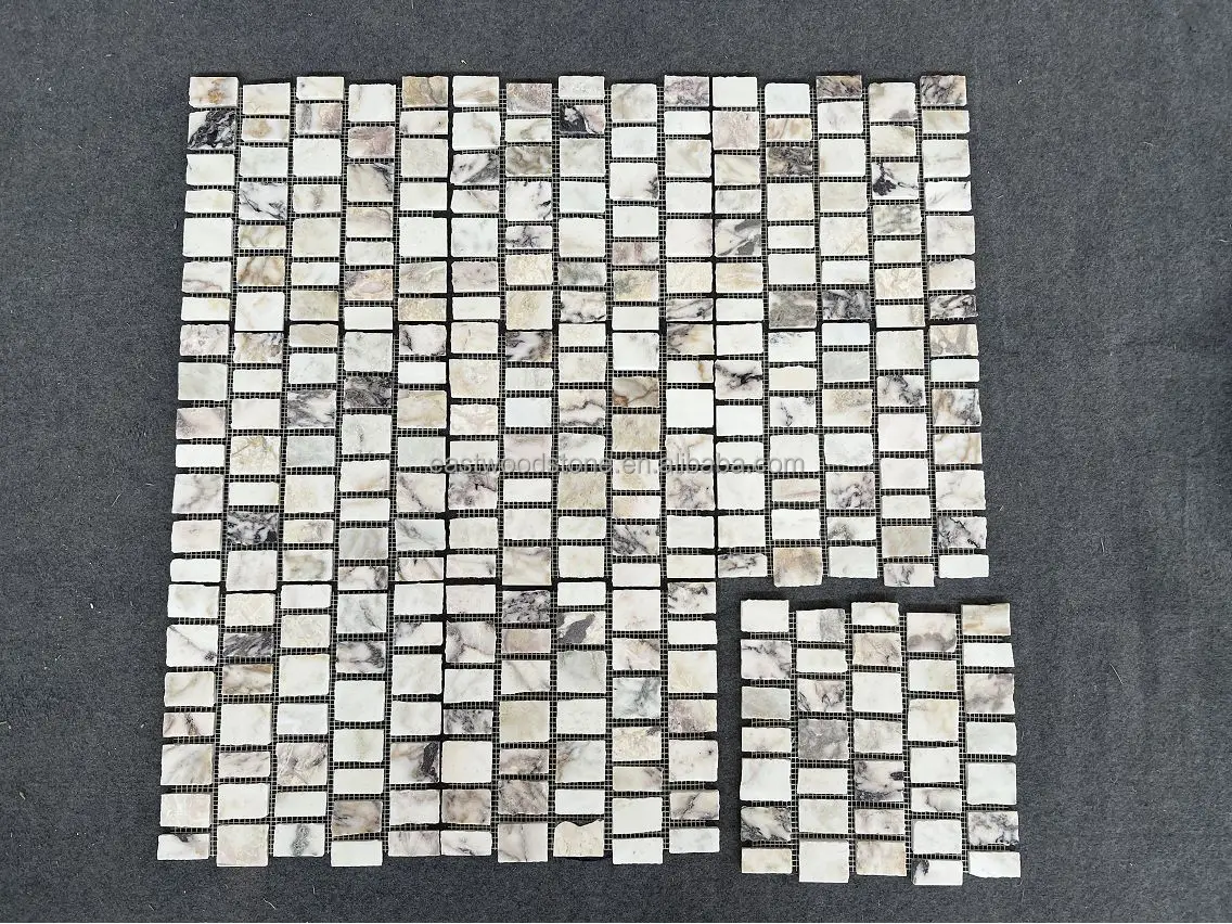 Honed Asian Purple Viola Split Marble Mosaic 10mm Joint Gap