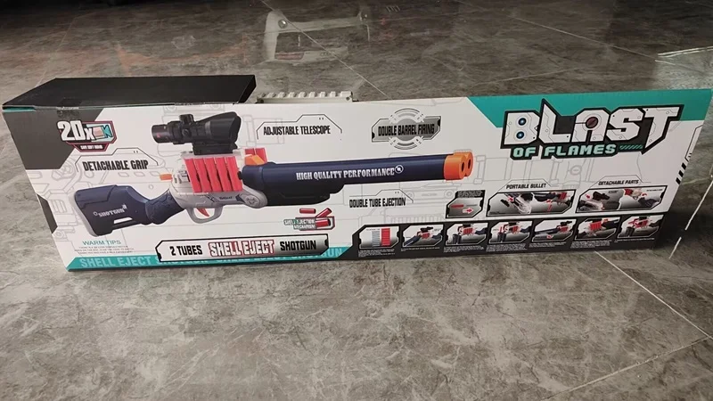 Double Shot Shell Throwing Shotgun - Soft Bullet Gun Toy