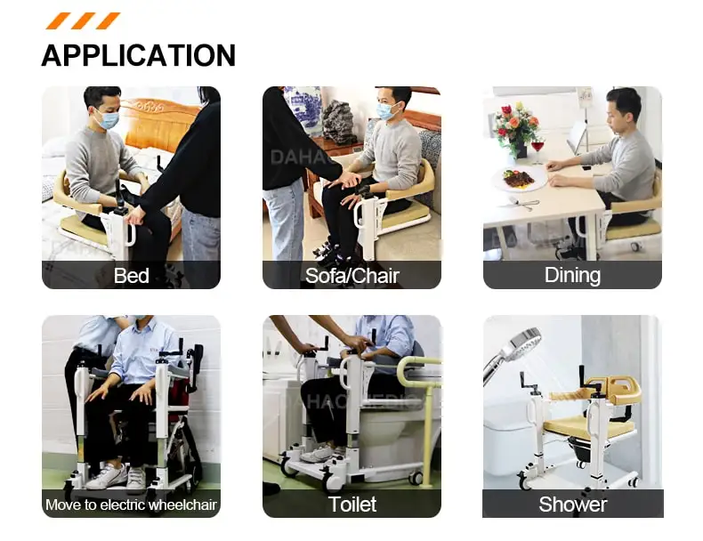 Disabled Care Height Adjustable Patient Lifter Toilet Hoist Moving ...