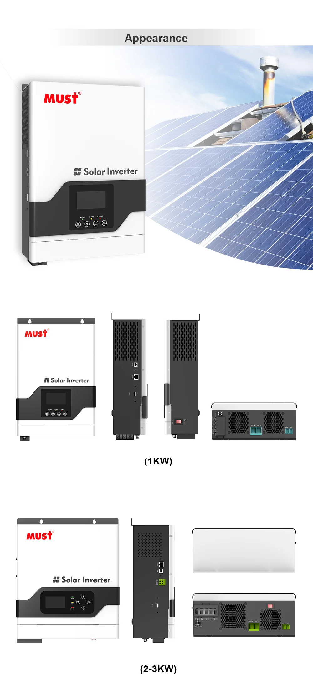 Must Fast Delivery 3kva 5kva Solar Inverter 24v 48v Solar Hybrid ...