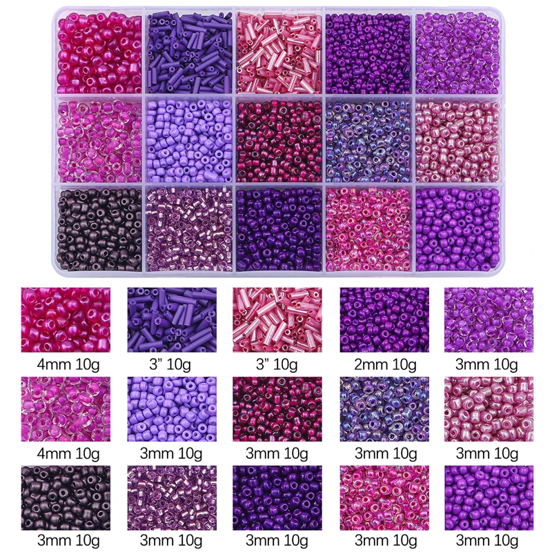 Wholesale 15 Colors Mix Seed Loose Bead Tube Beads Set with Box for DIY ...