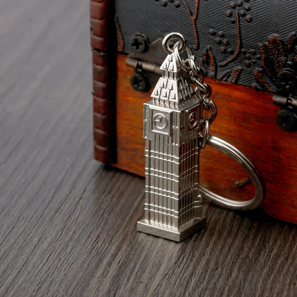 Custom Logo 3D Big Ben Keychain Silver London Tourist Souvenir with UV ...